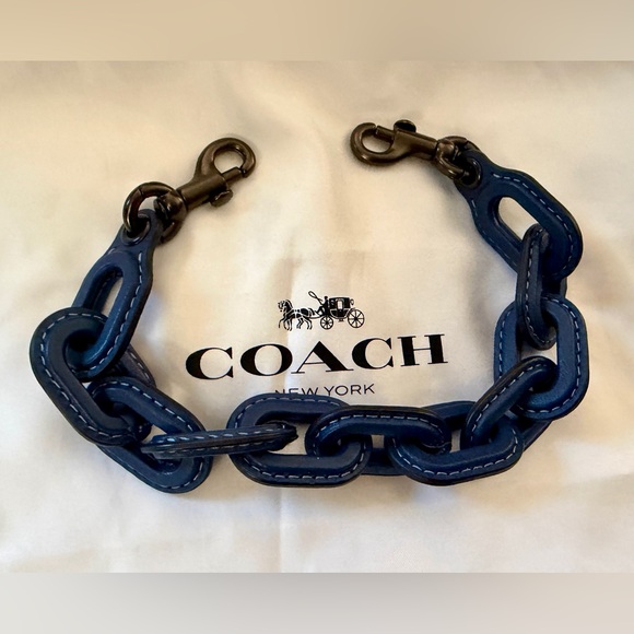 Coach | Bags | Coach Navy Blue Extra Short Leather Covered Short Chain ...